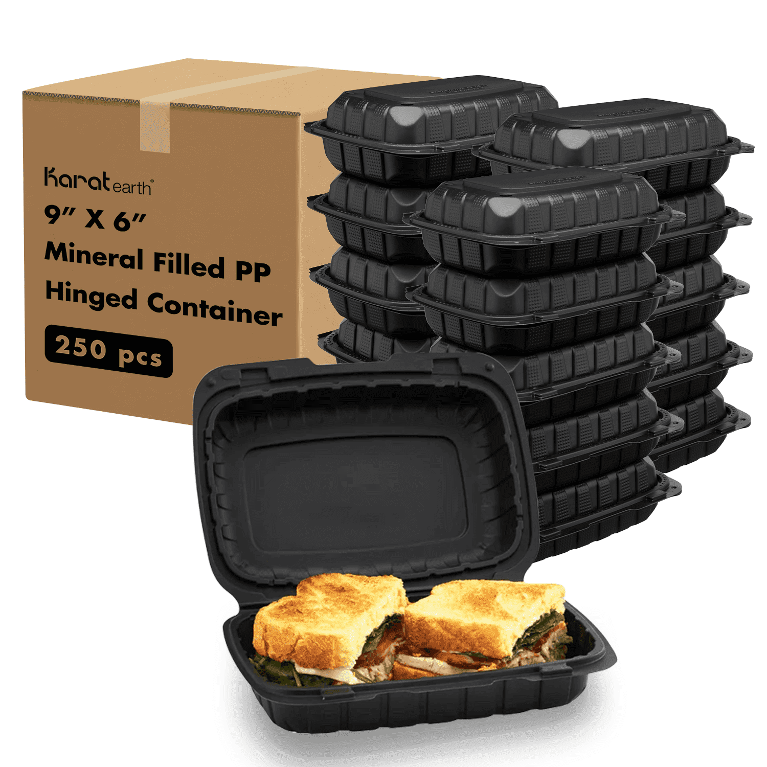 "Karat Earth 9""x6"" Mineral-Filled PP Hinged Container, Single ...