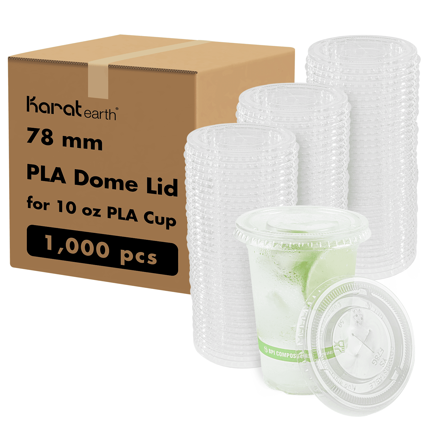 Karat Earth 78mm PLA Flat Lid for 10oz PLA Cup - 1,000 pcs - Walmart.com