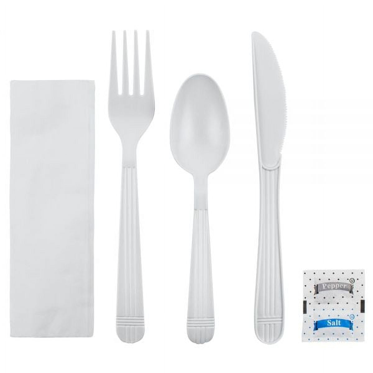 Karat Heavy-Weight Disposable Plastic Cutlery Kits, 1250pcs, White, 250 ...