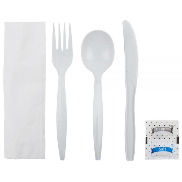 Karat Medium-Heavy Weight PP Cutlery Kits, White, 250 Sets ...