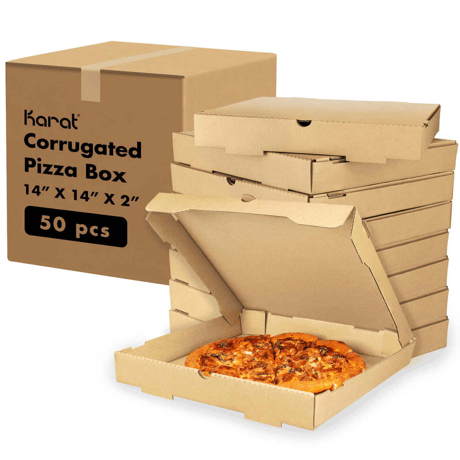 Karat Kraft Pizza Boxes - Grease-Resistant Corrugated Pizza Box ...