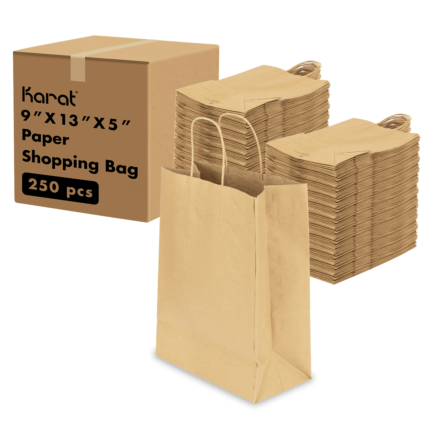 Karat LAGUNA (Medium) Kraft Paper Gift Bags with Handles - Sturdy ...