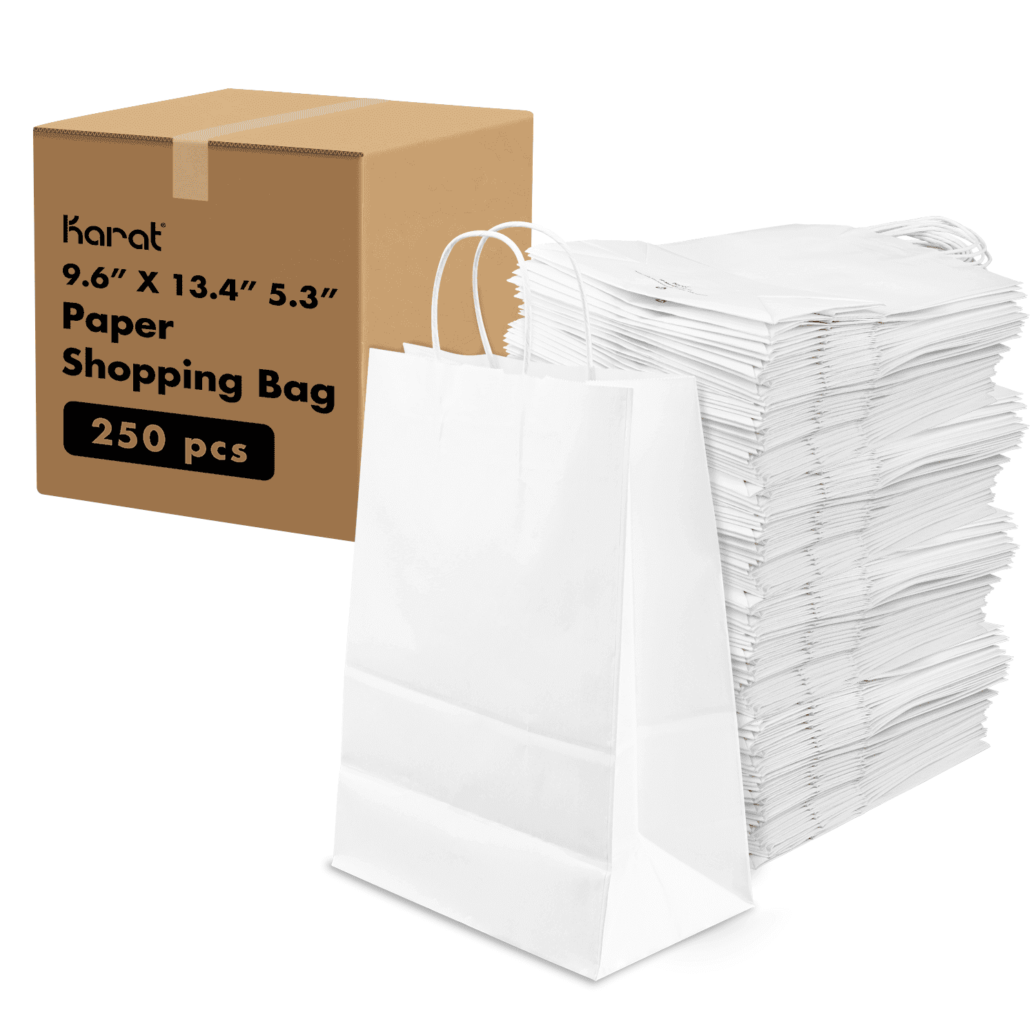 Karat LAGUNA (Medium) White Paper Gift Bags with Handles - Sturdy ...