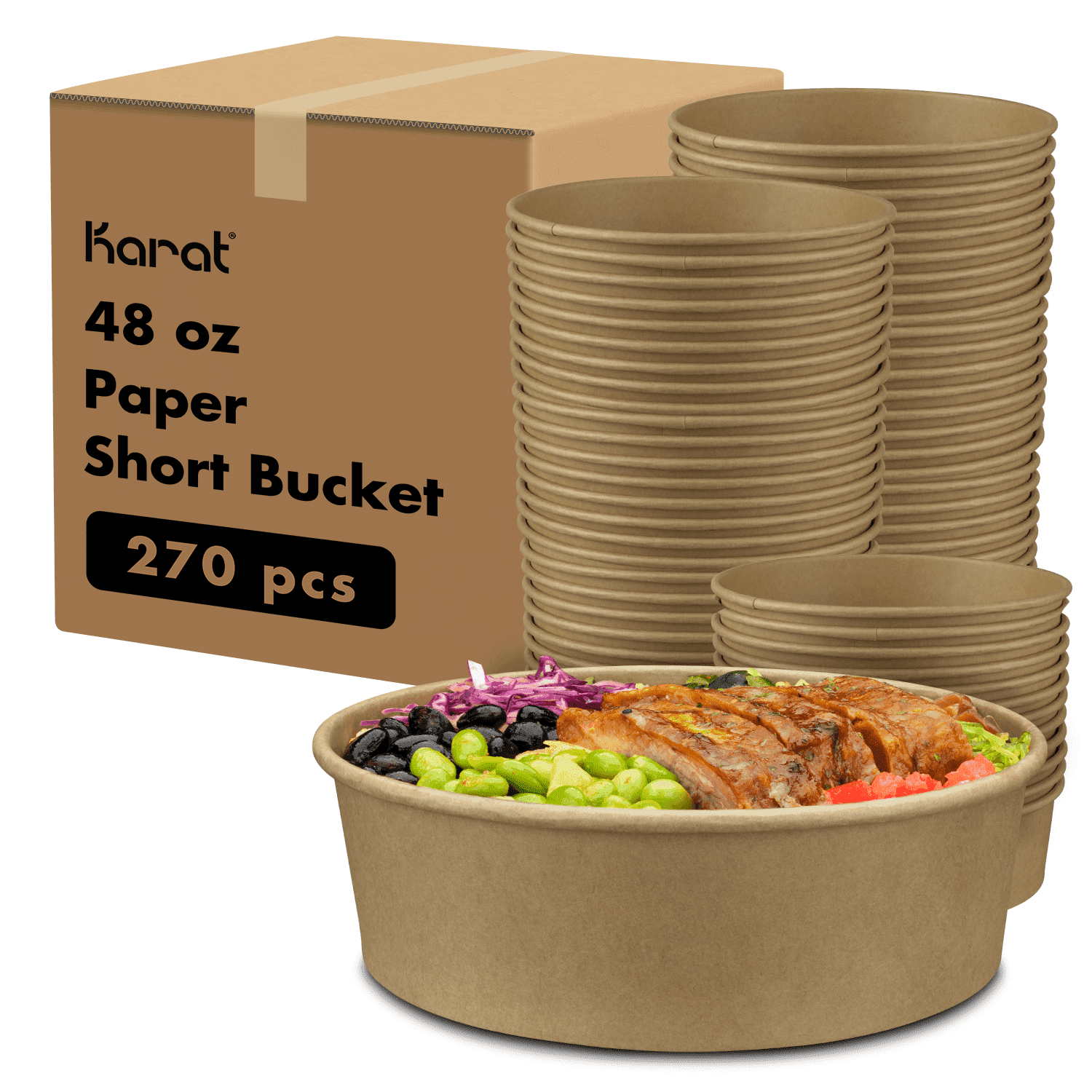 Karat Leak-Resistant Paper Short Bucket - Ideal for Hot Soup or Cold ...