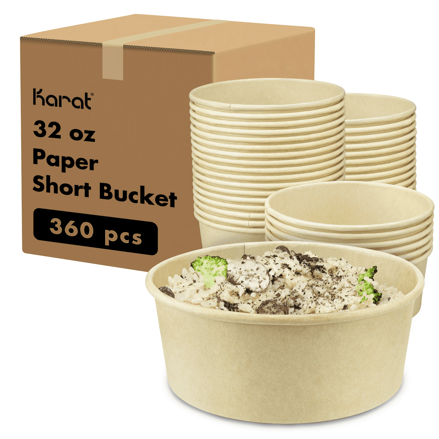 Karat Leak-Resistant Paper Short Bucket - Ideal for Hot Soup or Cold ...