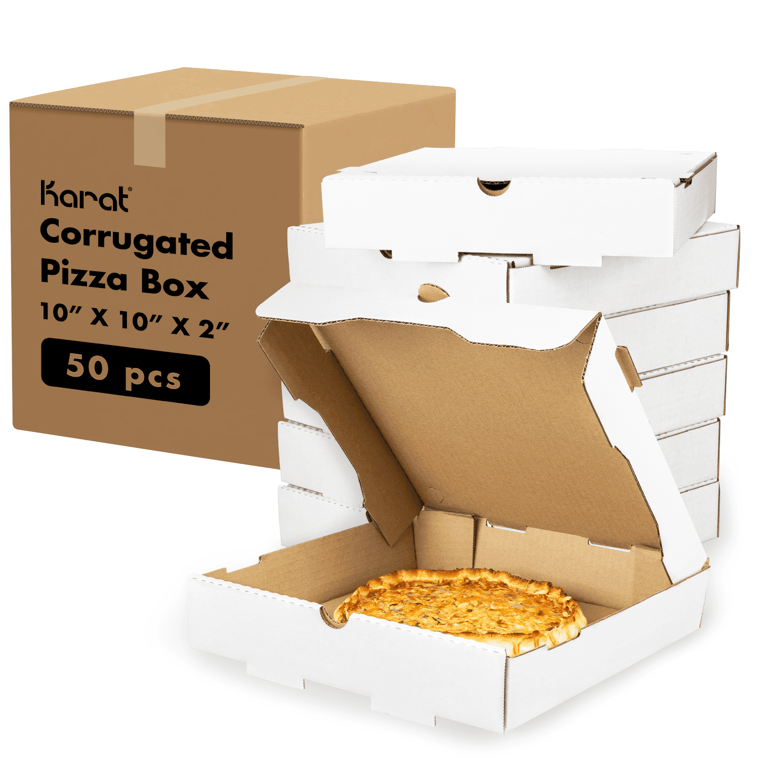 Karat White Pizza Boxes - Grease-Resistant Corrugated Pizza Box ...