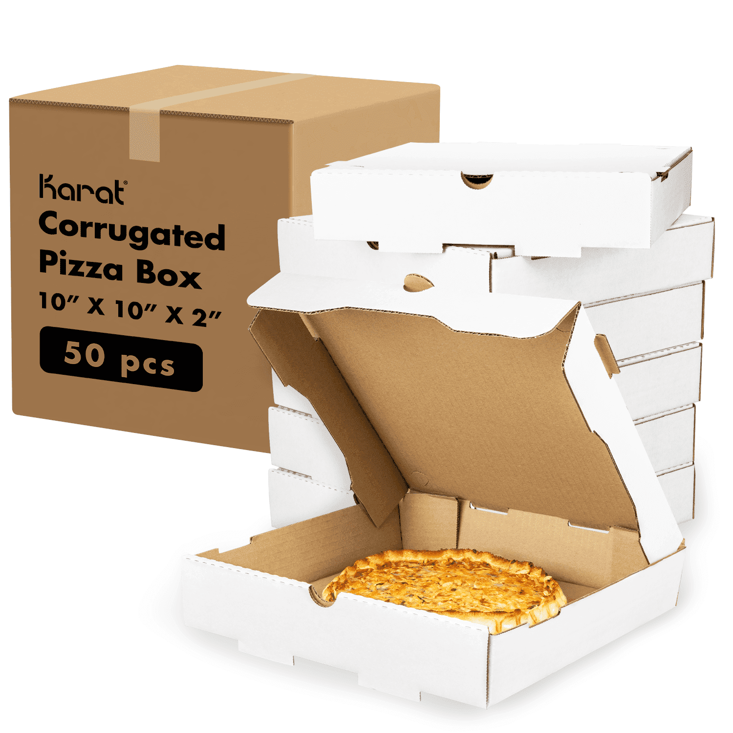 Karat White Pizza Boxes - Grease-Resistant Corrugated Pizza Box ...