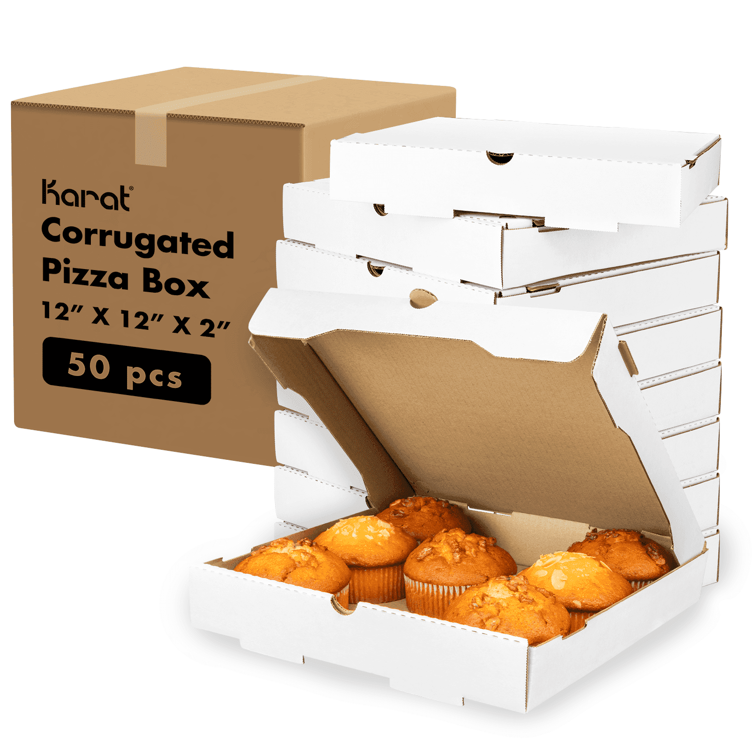 Karat White Pizza Boxes - Grease-Resistant Corrugated Pizza Box ...