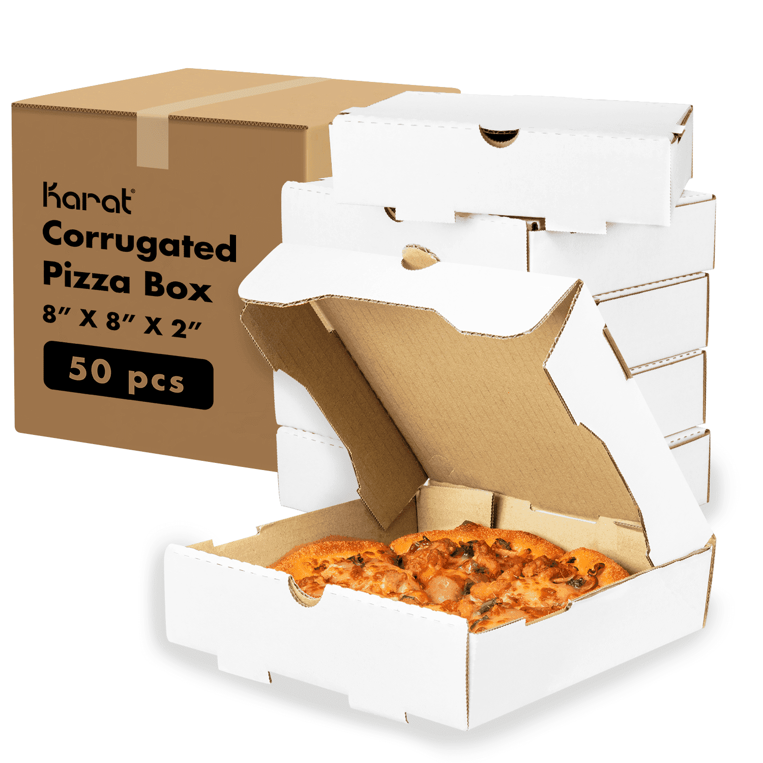Karat White Pizza Boxes - Grease-Resistant Corrugated Pizza Box ...