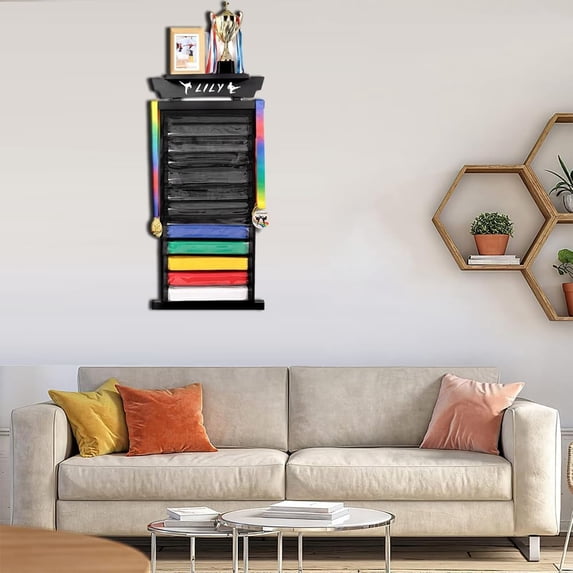 Karate Belt Display Rack with Stickers, Wall Hanging Martial Arts Belts ...