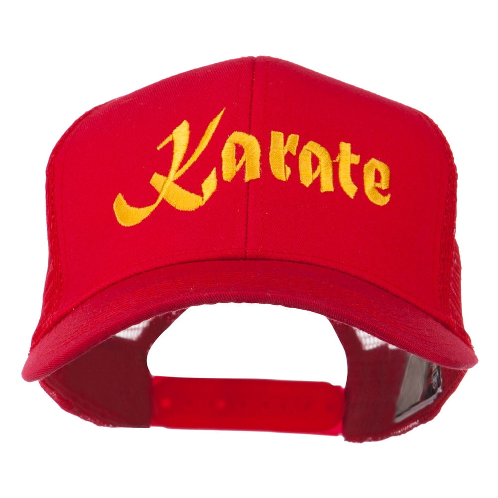 Karate Embroidered Mesh Trucker Cap - Red OSFM - Walmart.com
