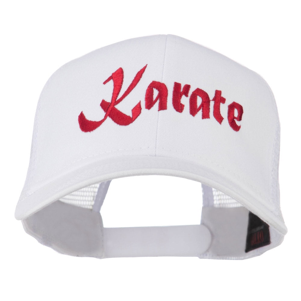 Karate Embroidered Mesh Trucker Cap - White OSFM - Walmart.com