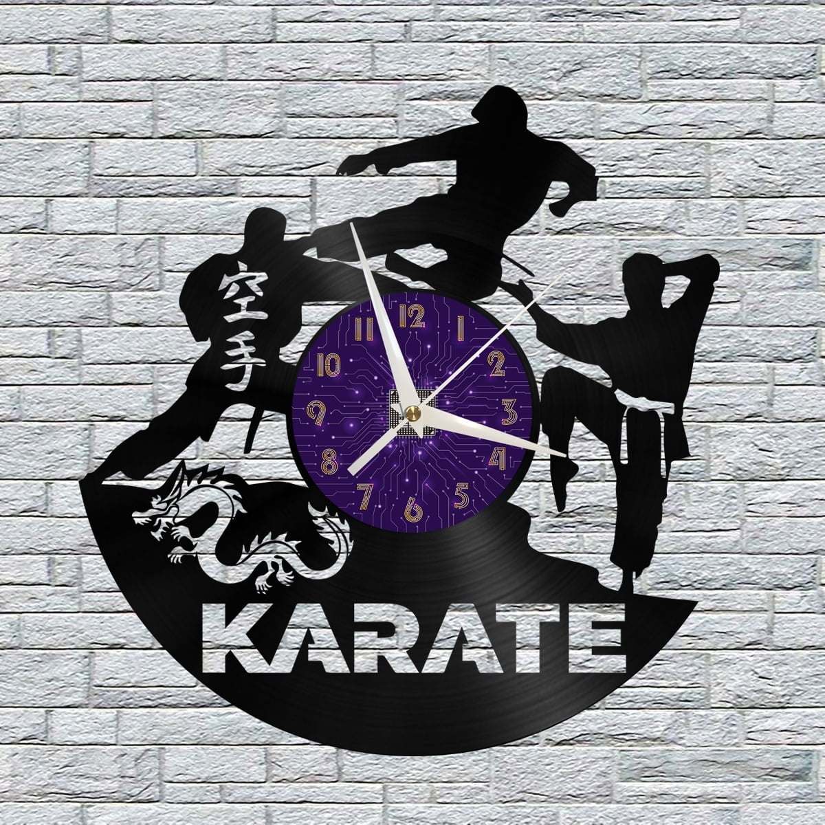 Karate Gym decoration Vinyl Wall Clock, Vinyl Record Clock Wall Art ...