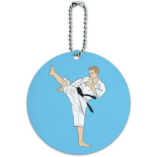 Karate Martial Arts Black Belt Sport Round Luggage ID Tag Card for ...