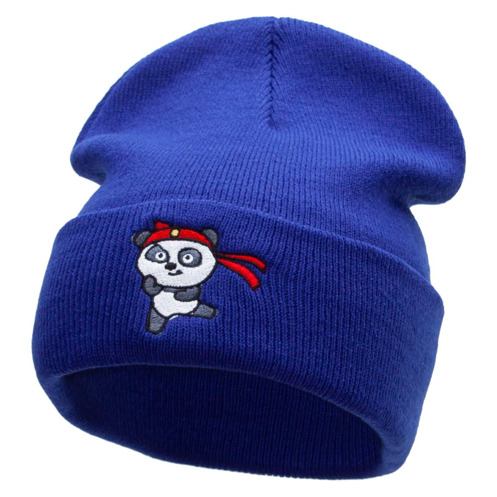 Karate Panda Embroidered 12 Inch Long Knitted Beanie - Royal OSFM ...