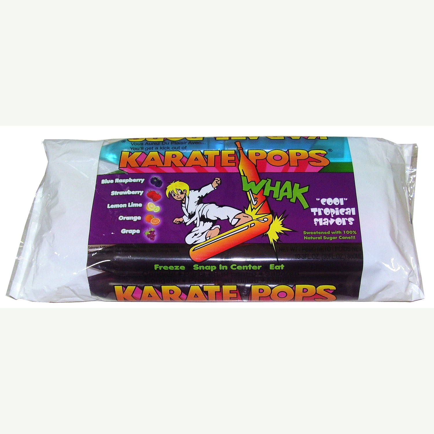 Karate Pops Fruit Flavored Ice Pops, 3.0 fl oz, 10 Count - Walmart.com