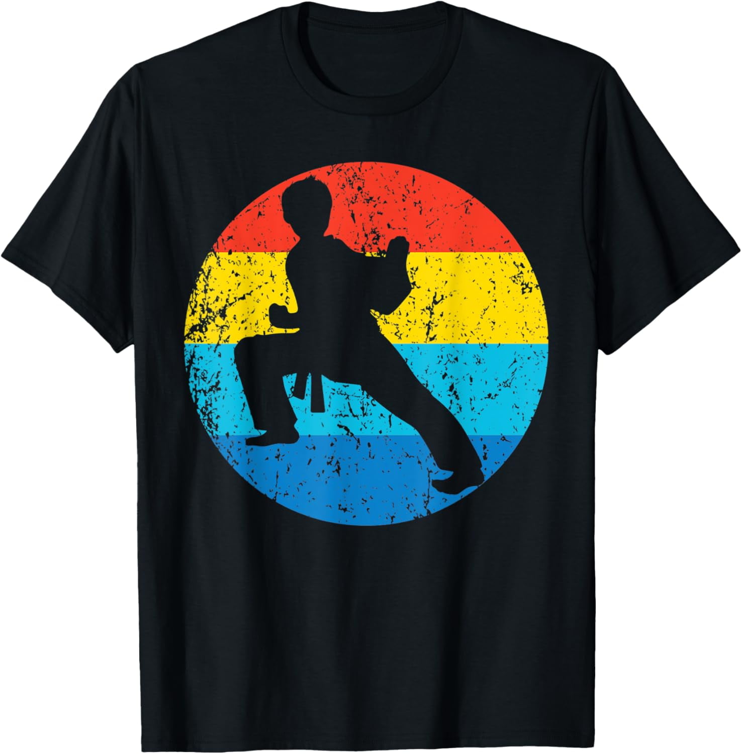 Karate Pose Karate Retro 1970's Style Circle T-Shirt men and women can ...