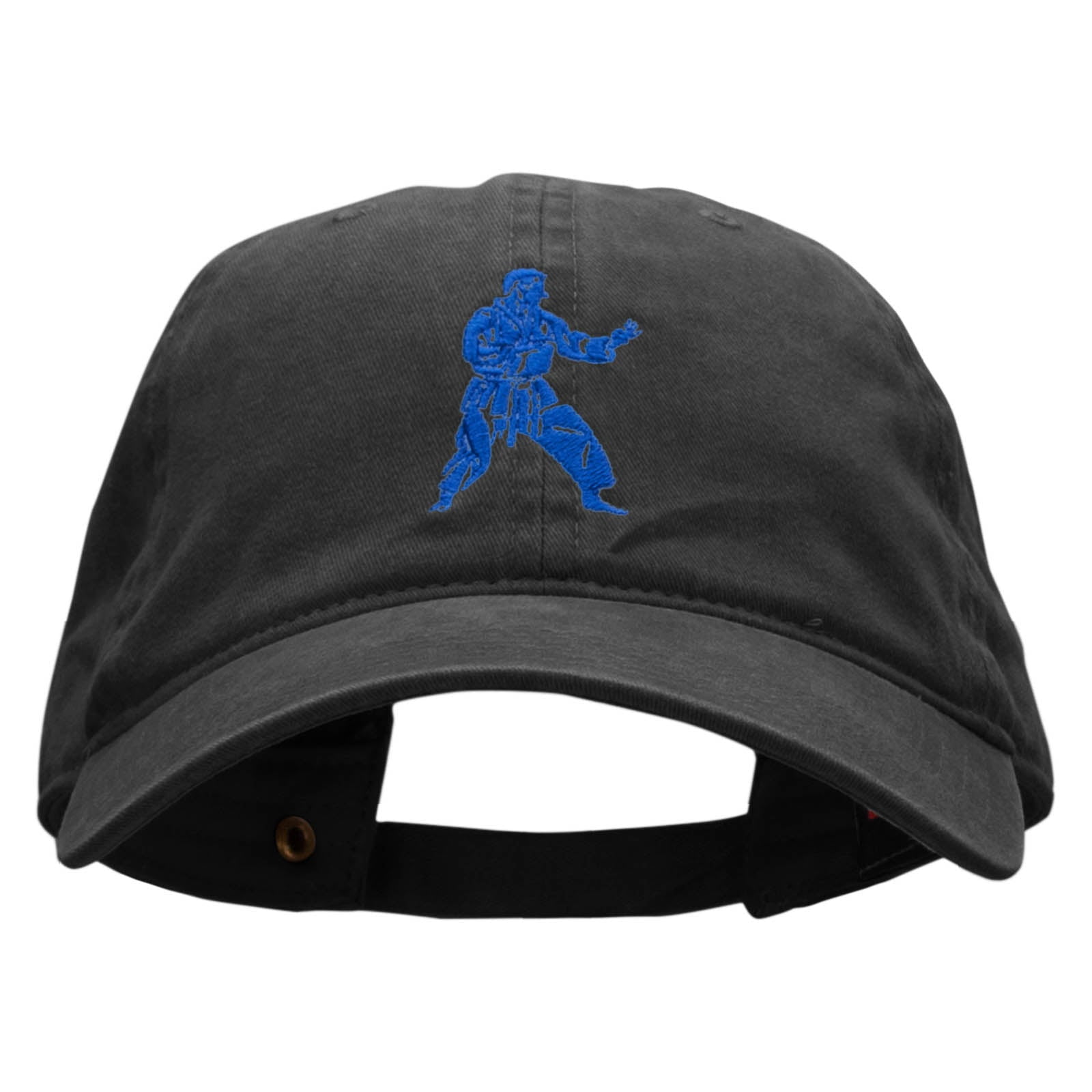 Karate Student Embroidered Washed Cotton Brass Buckle Cap - Black OSFM ...