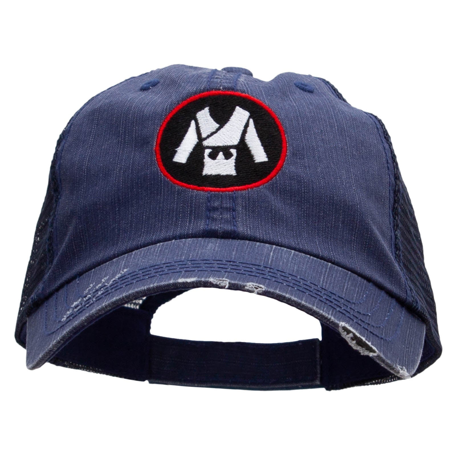 Karate Uniform Embroidered Frayed Mesh Cap - Navy OSFM - Walmart.com