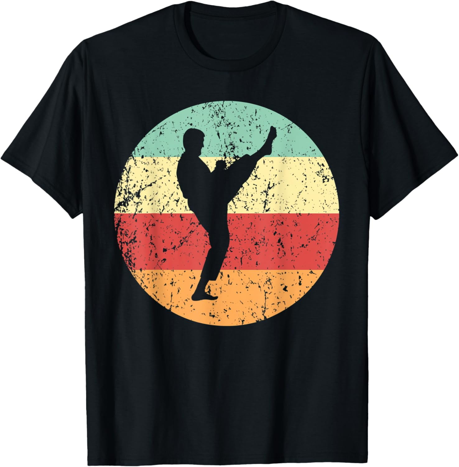 Karate Vintage Martial Arts Cool Retro 1970's Style Circle T-Shirt ...