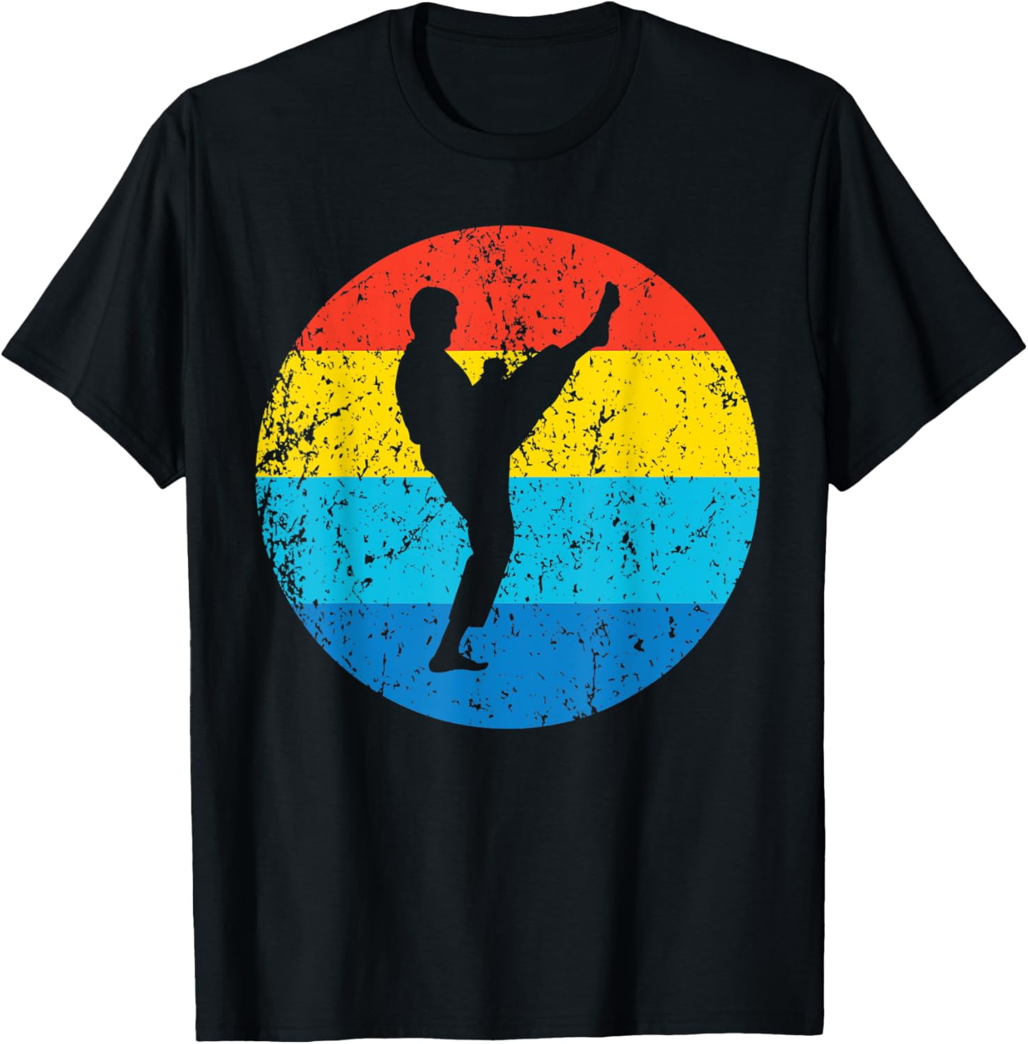 Karate Vintage Martial Arts Retro 1970's Style Circle T-Shirt men and ...