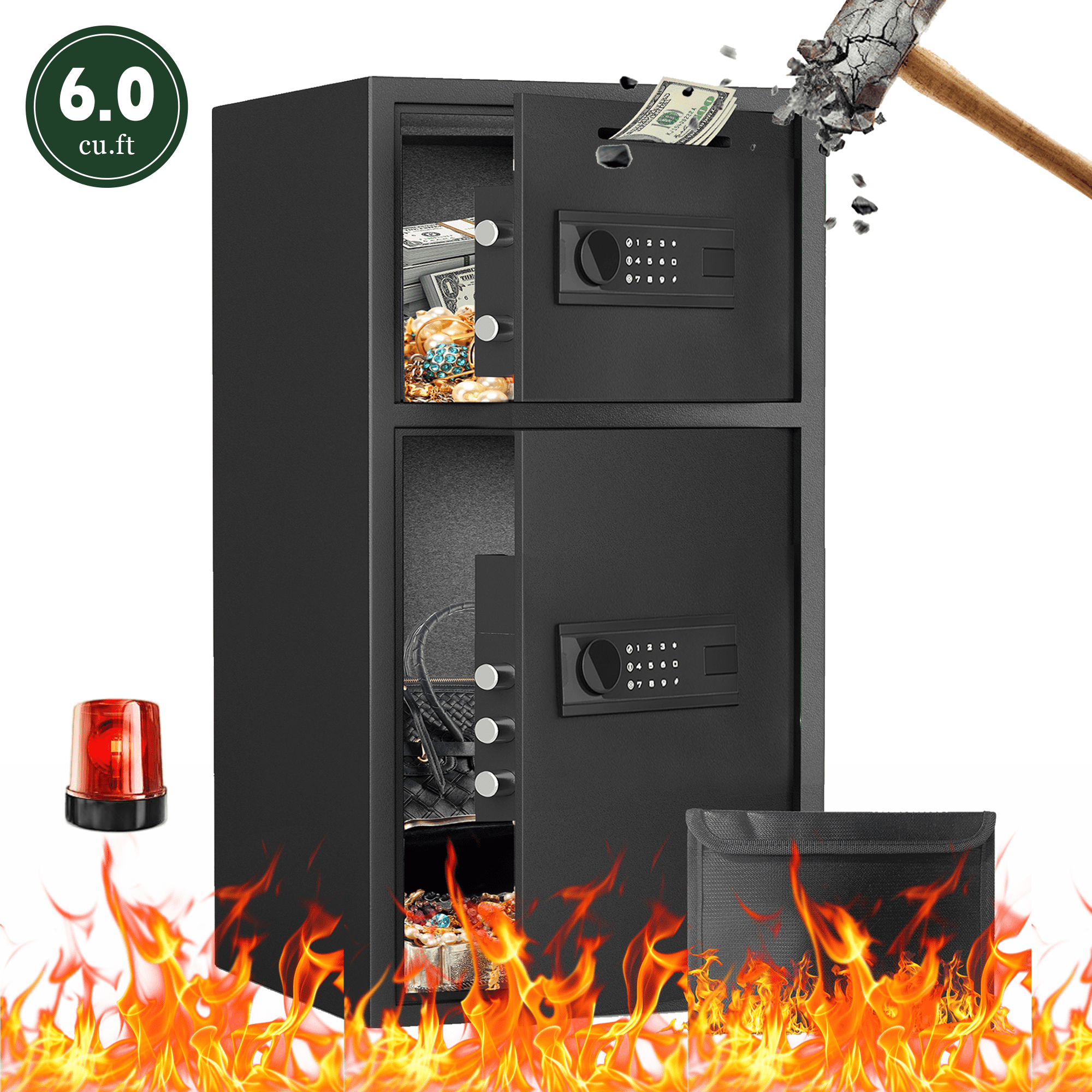 Karbeen 6.0 Cuft Large Digital Lock Home Safe Fireproof Waterproof ...