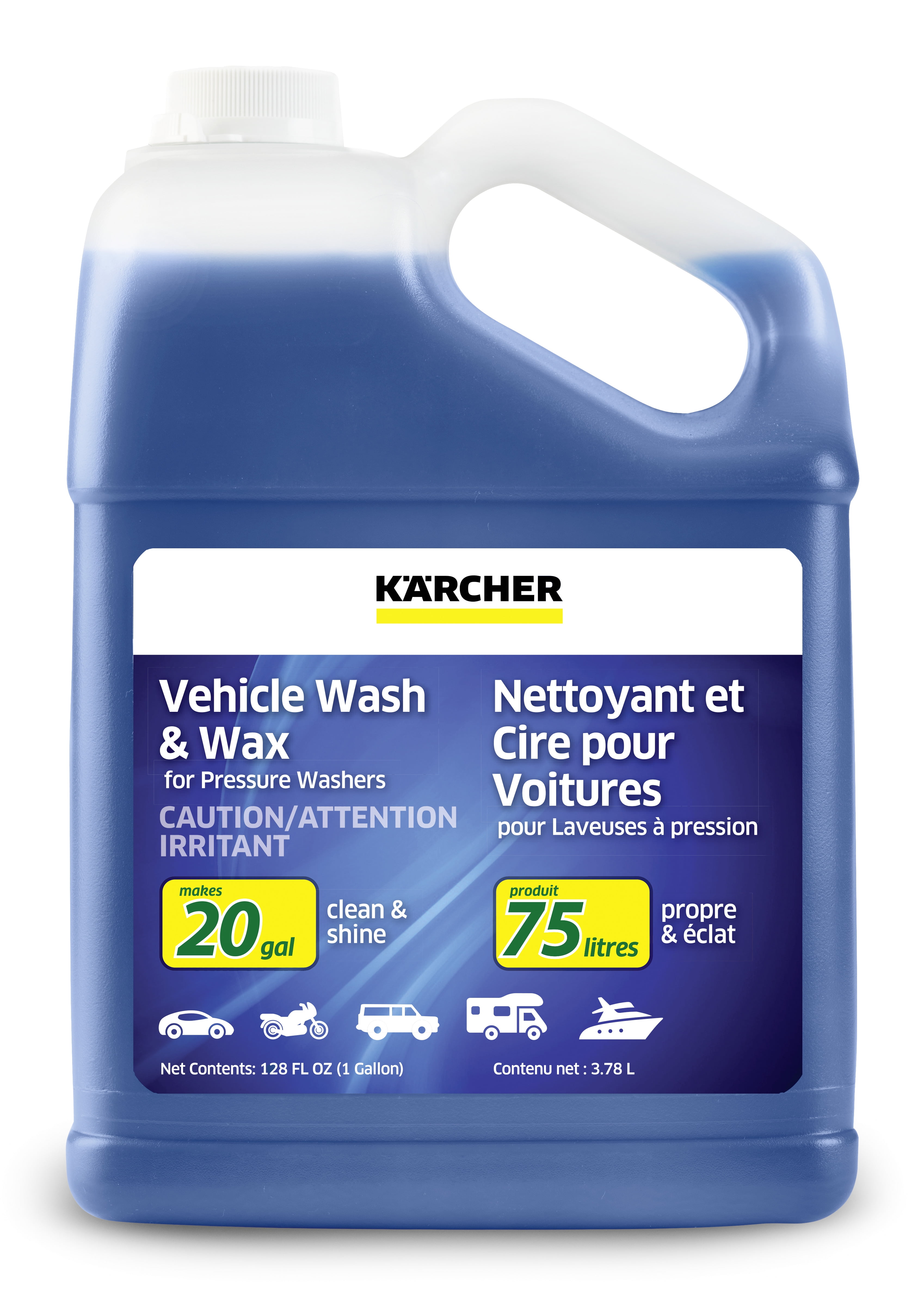 Karcher 1 Gallon Car Soap Power Wash & Wax Detergent for Pressure ...
