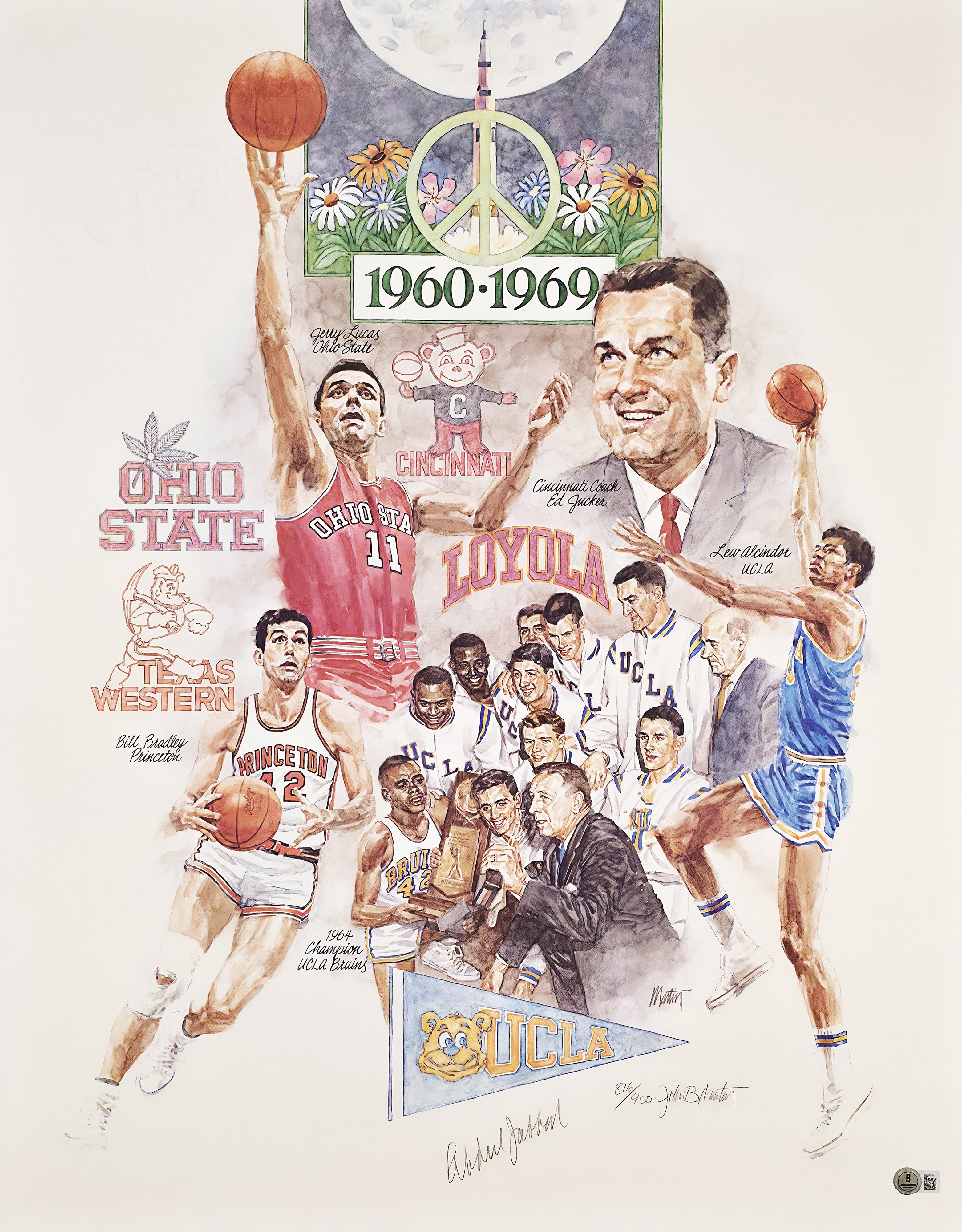 Kareem Abdul Jabbar Autographed 22x28 Lithograph UCLA Bruins NCAA Final ...