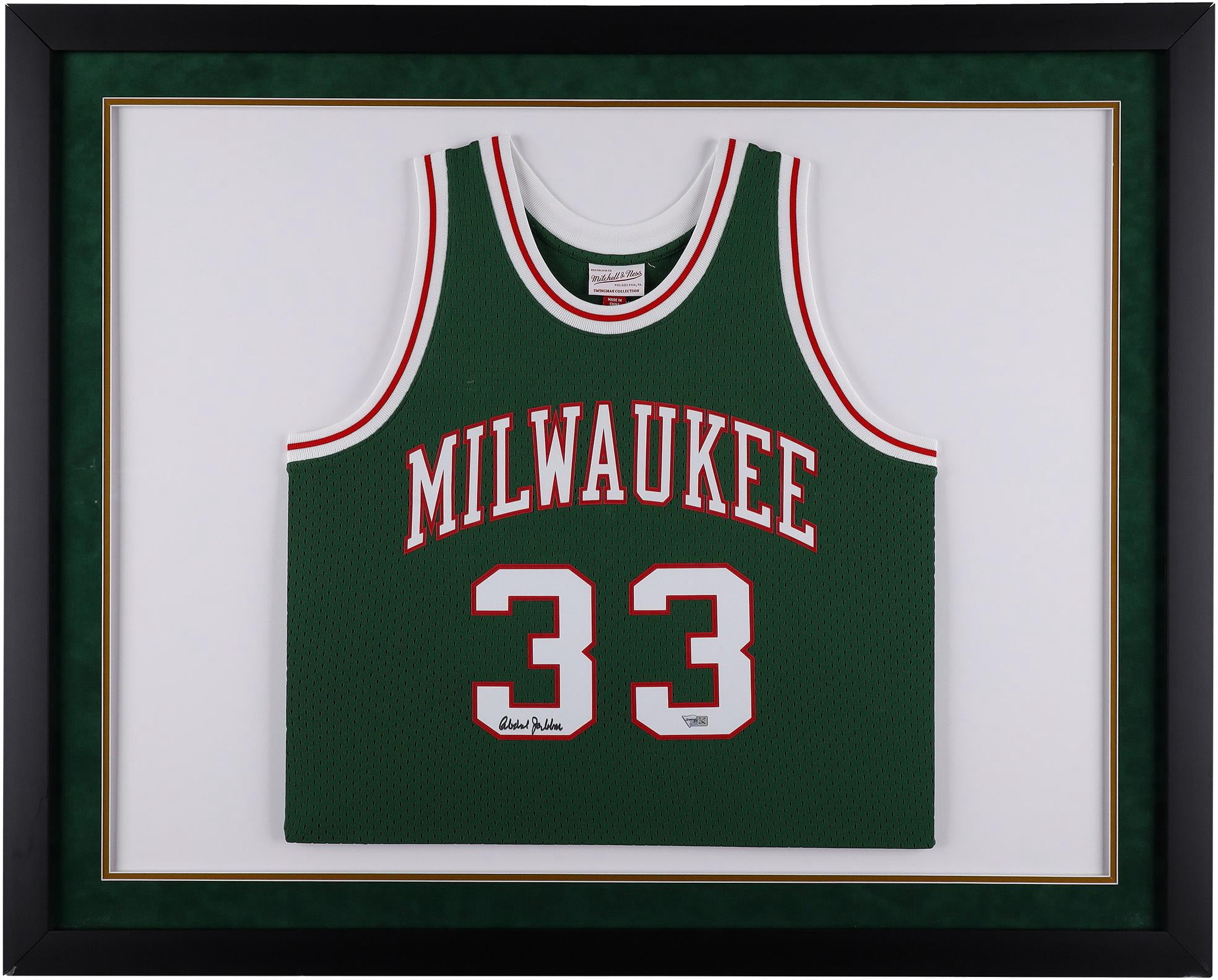 Kareem Abdul-Jabbar Milwaukee Bucks Framed Autographed Green Mitchell ...