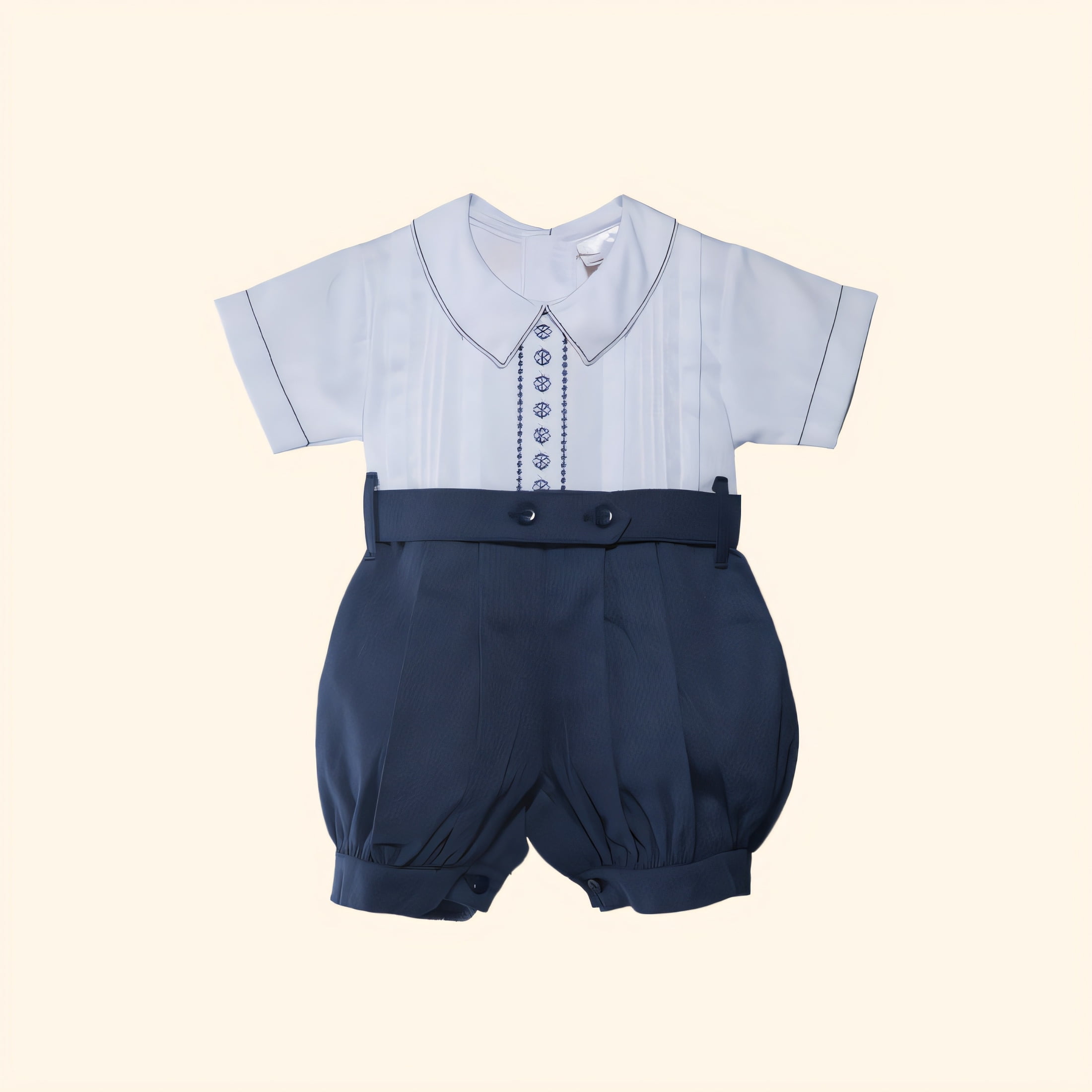 Karela Kids Henry Romper - White/Navy, 18 Months - Walmart.com