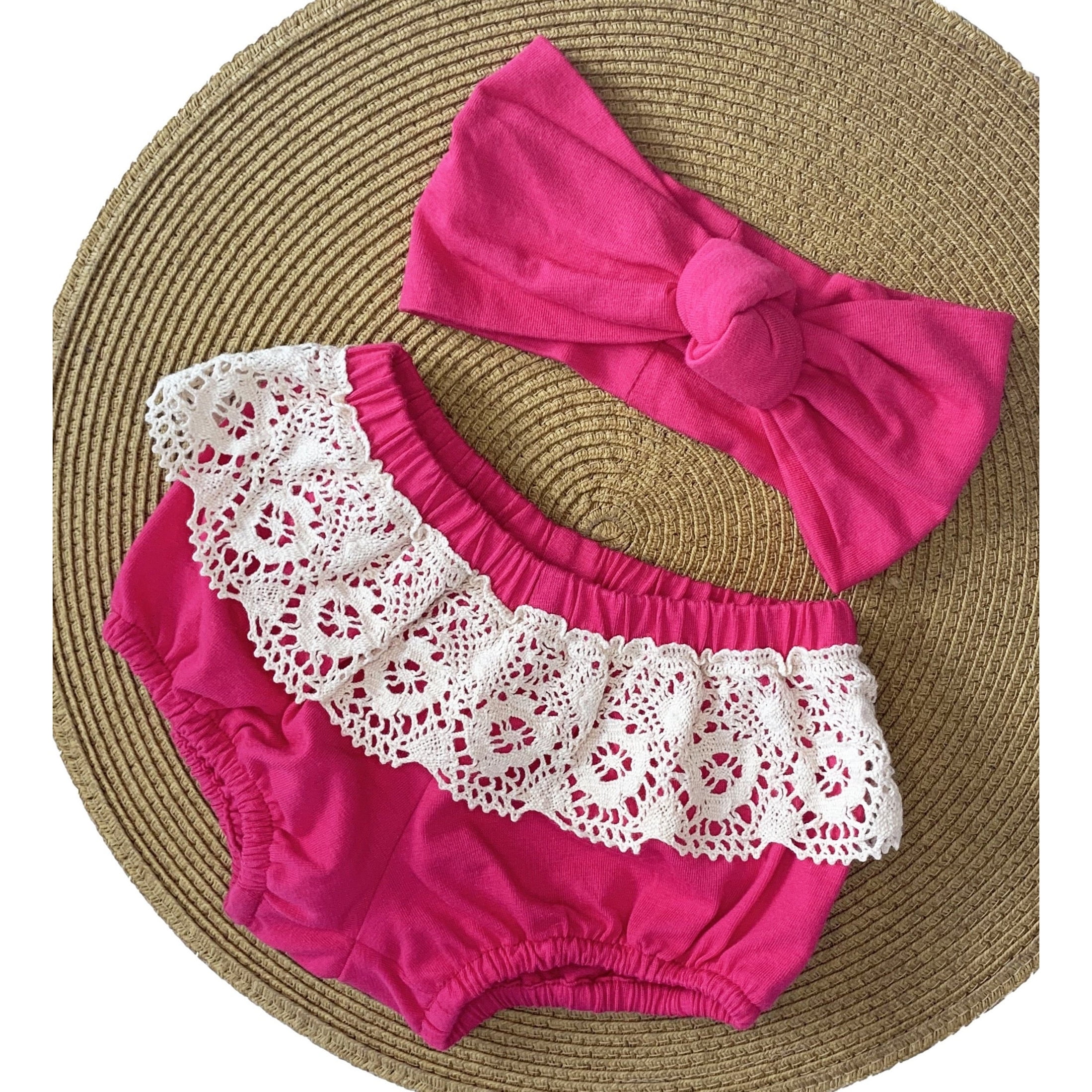 Karela Kids Ruffle Panty And Top Knot - 3-6 Months, Pink - Walmart.com