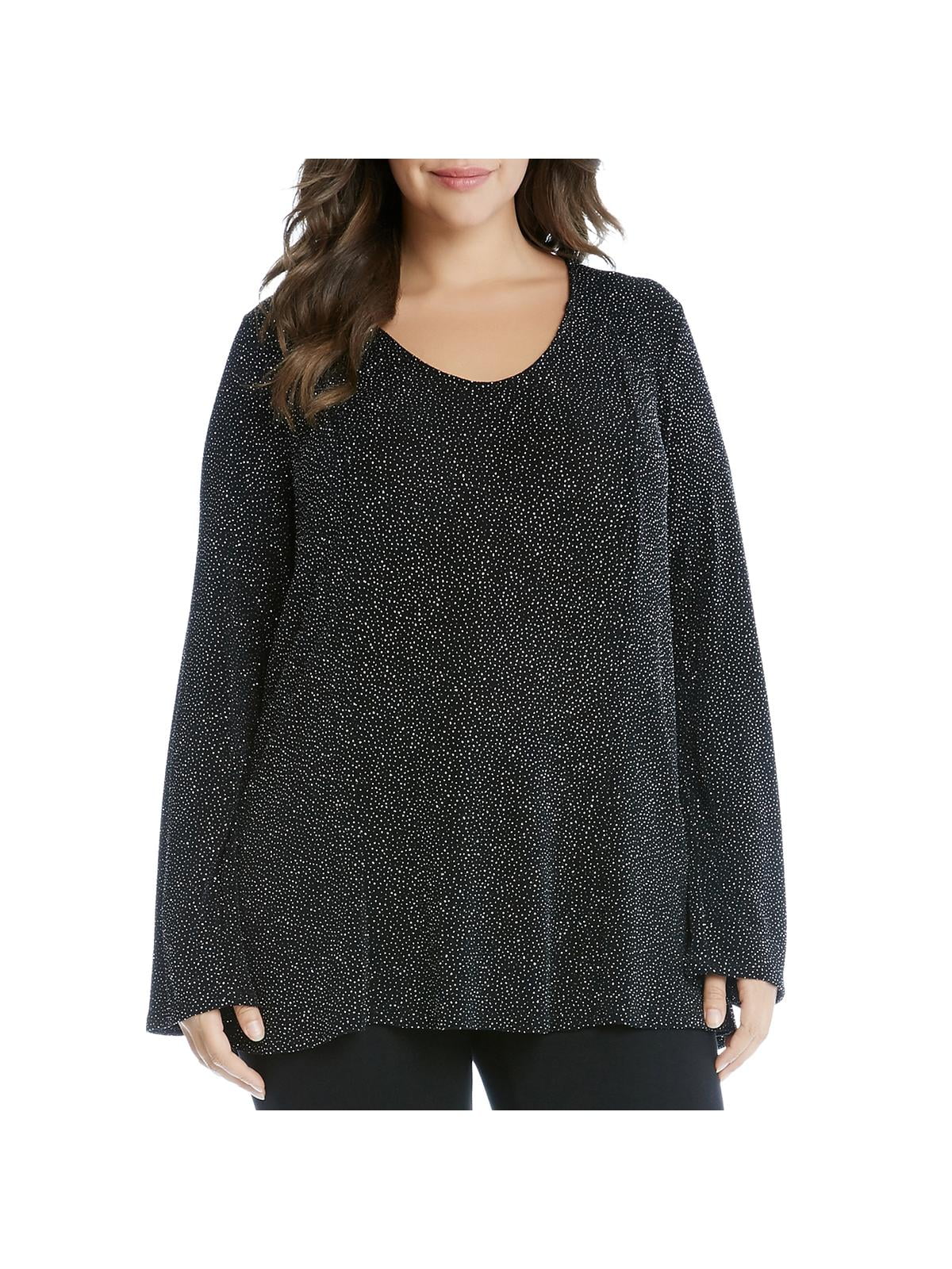 Karen Kane Womens Plus Diamond Dust Metallic Sheer Pullover Top ...