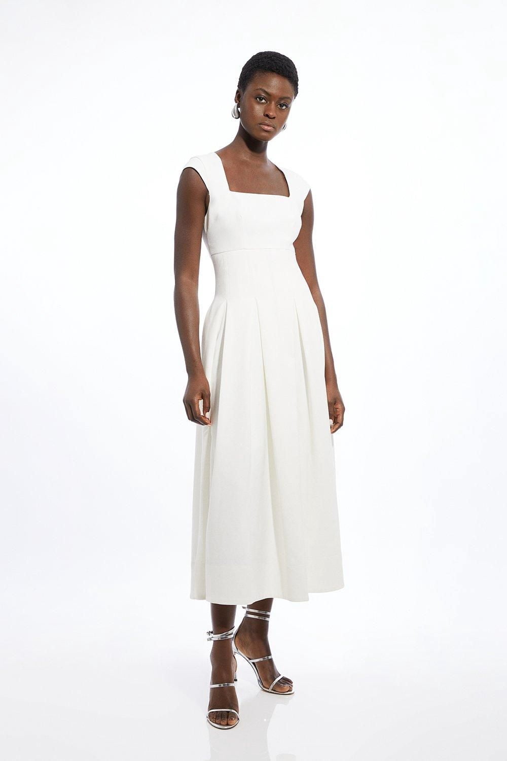 Karen Millen Square Neck Midi Dress - White, 8 - Walmart.com