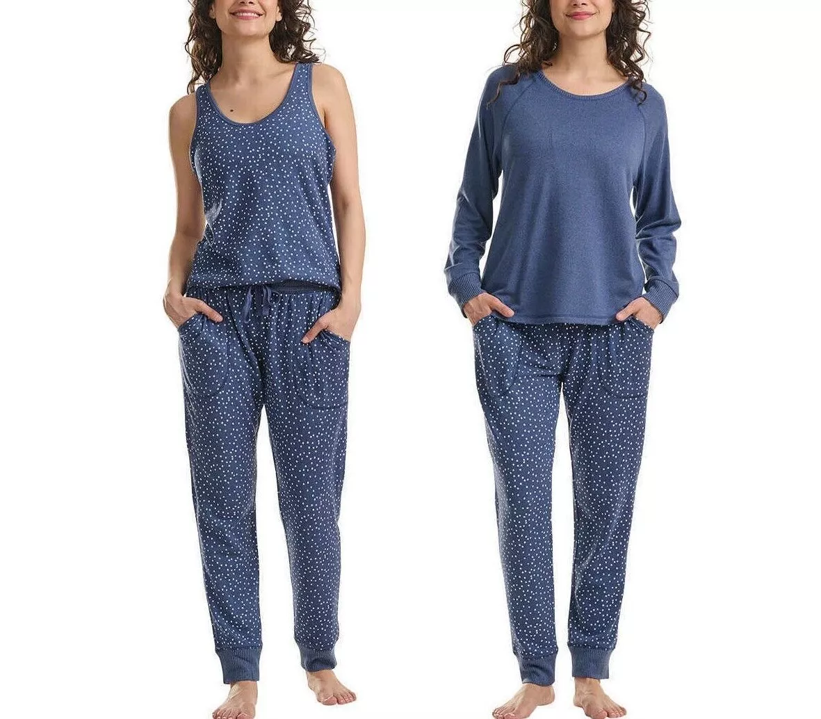 Karen Neuburger Women's 3-Piece Printed Soft Pajama Lounge Set (Blue, M ...