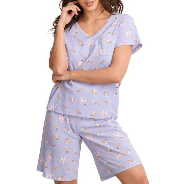 Karen Neuburger Womens V-Neck Knit Bermuda Pajama Set Style-RLK0198 ...