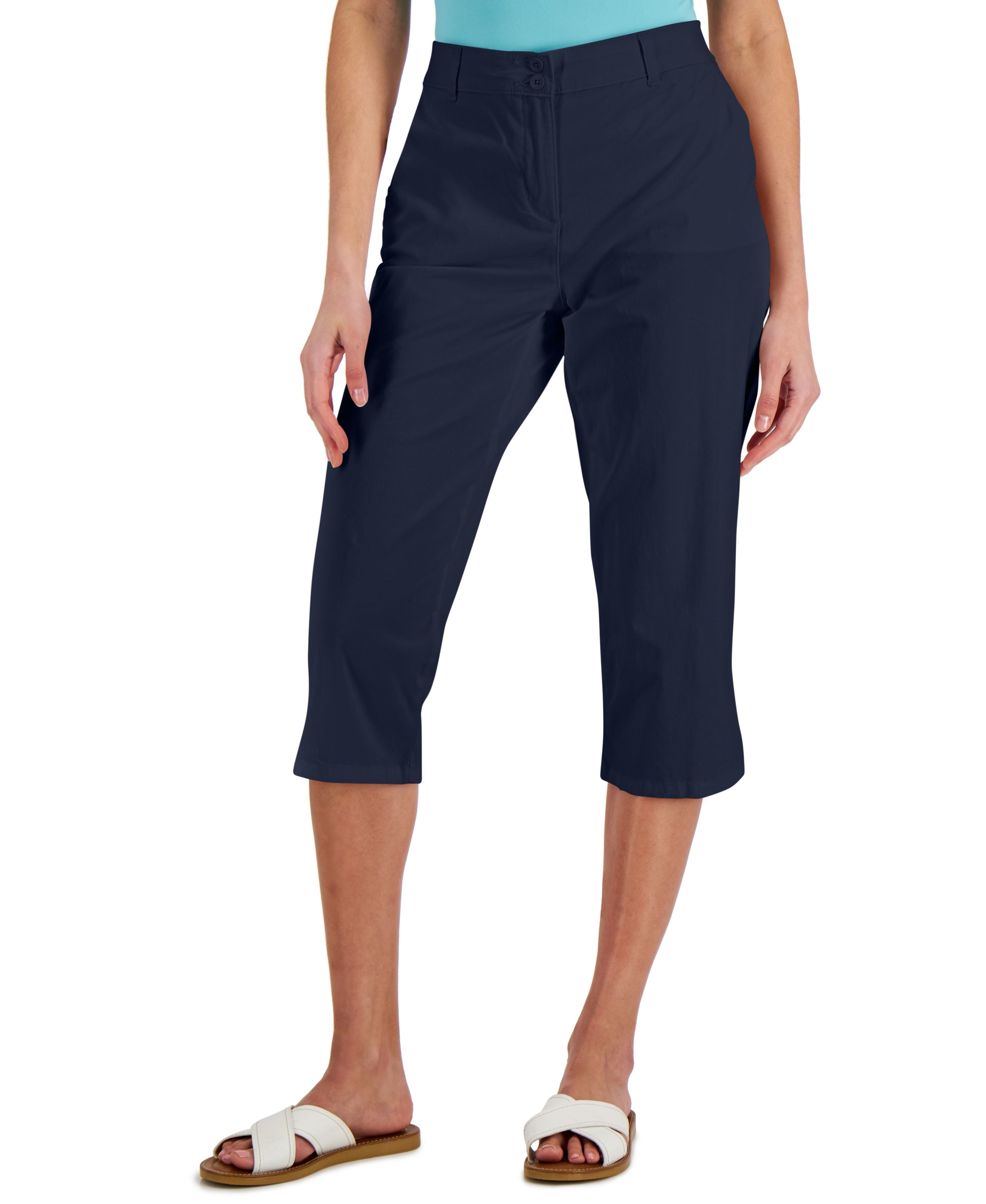 Karen Scott Petite Comfort Waist Capri Pants Intrepid Blue 8P - Walmart.com