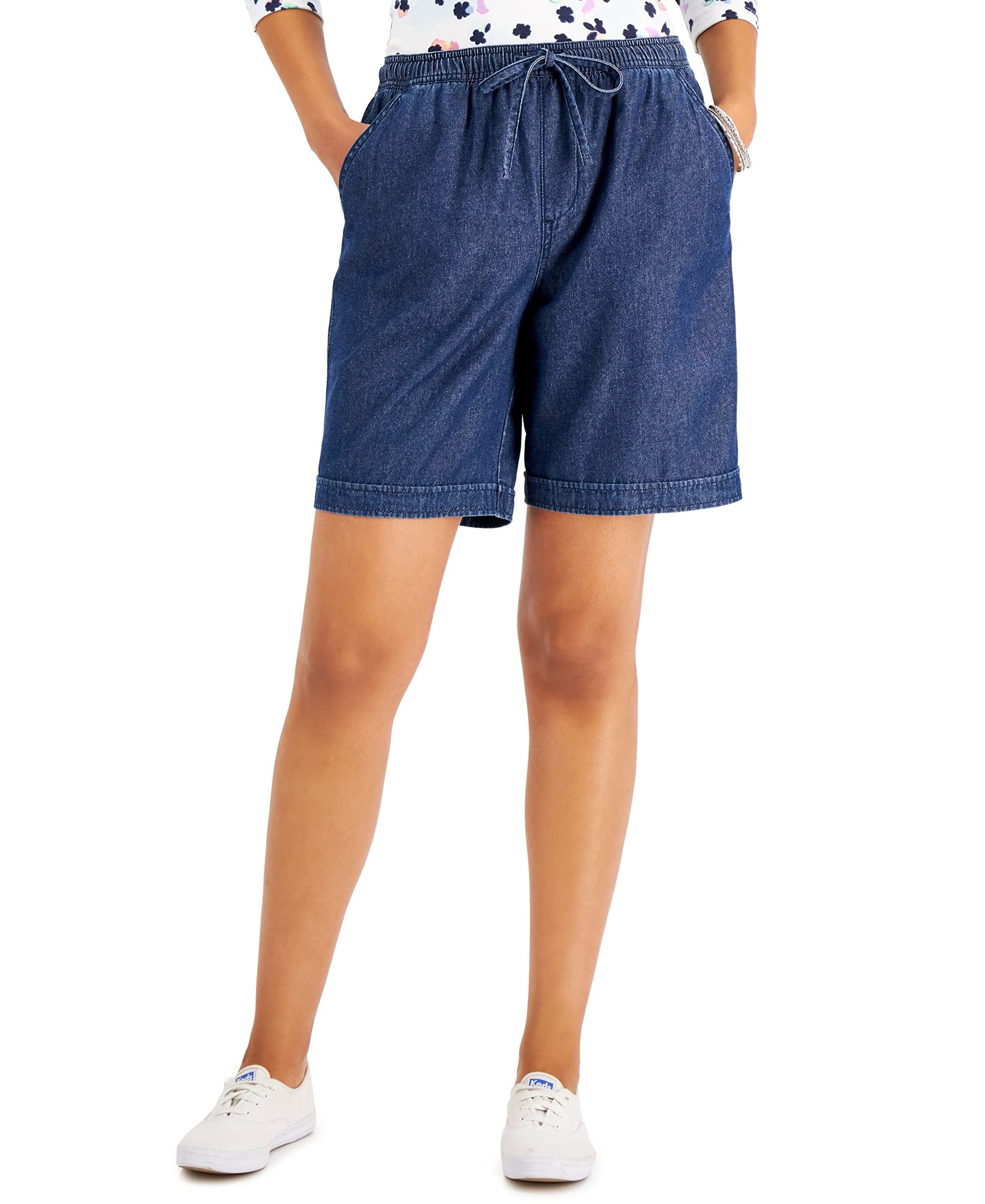Karen Scott Petite Cotton Gemma Shorts Twilight Wash PS - Walmart.com