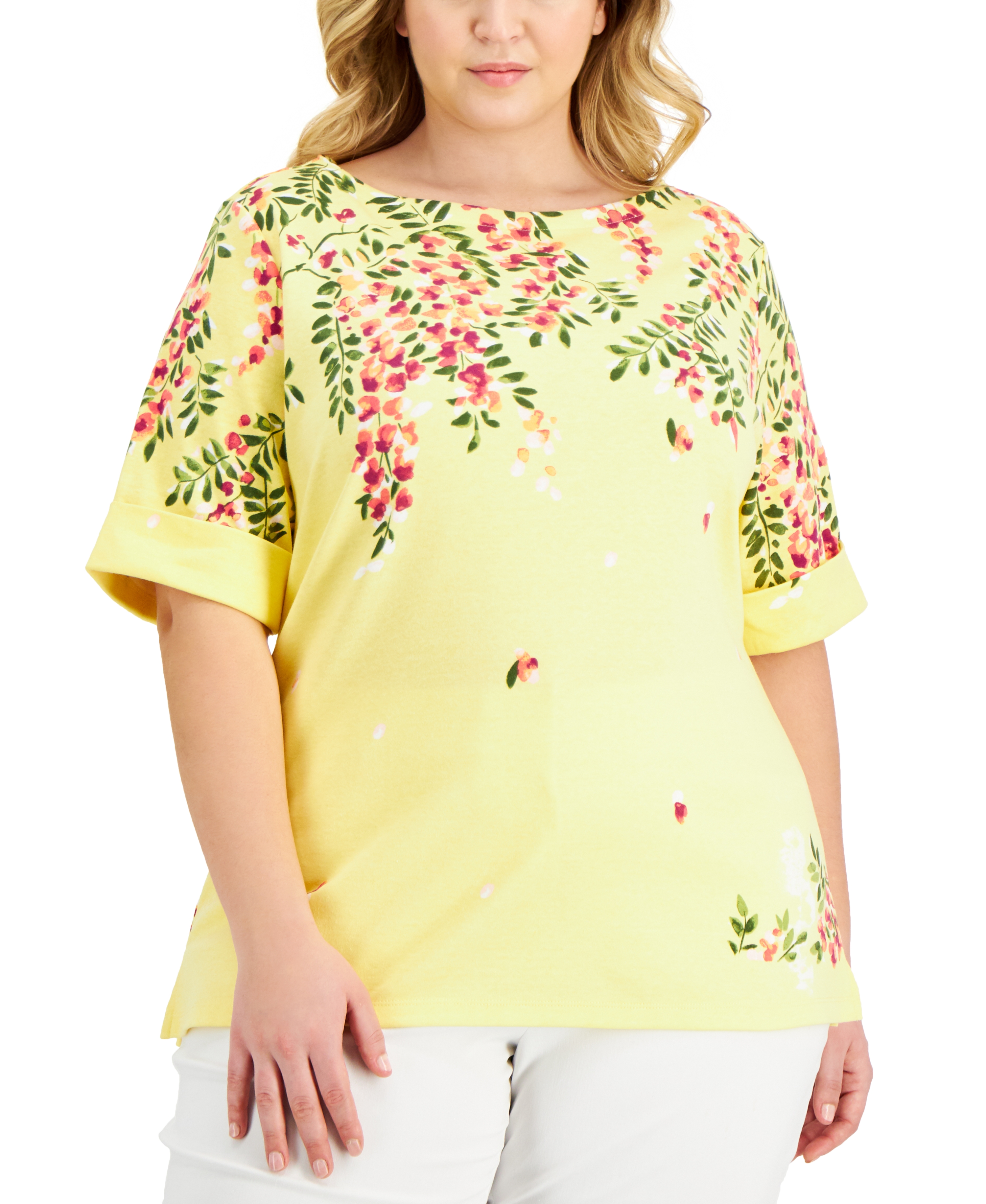 Karen Scott Plus Size Boat Neck Top Citron Aura 2X - Walmart.com