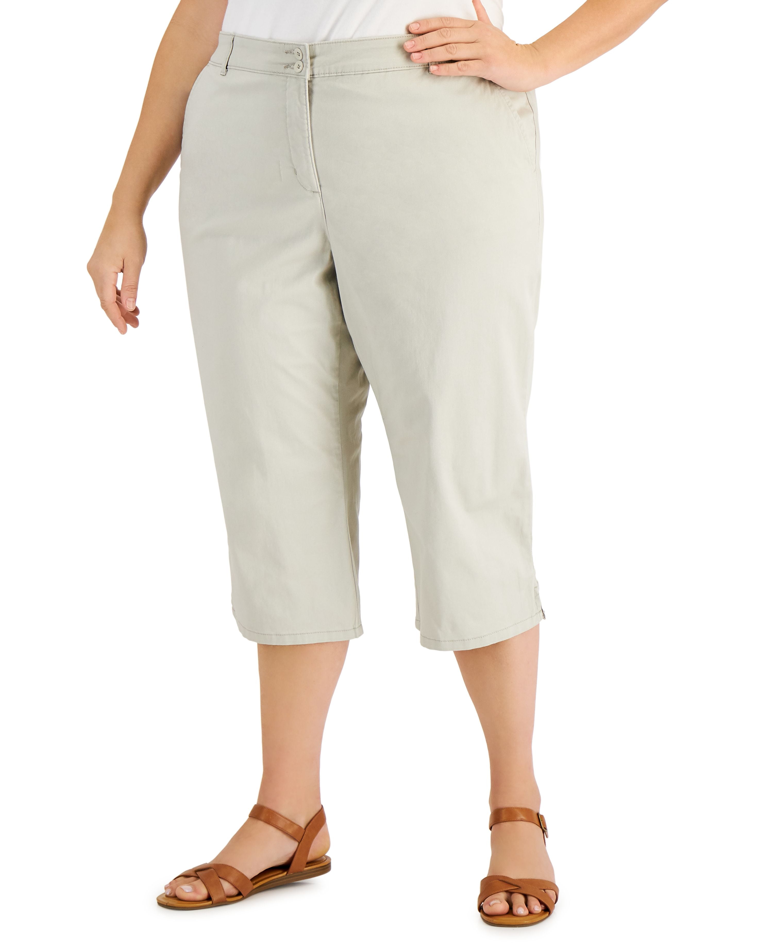 Karen Scott Plus Size Comfort Waist Capri Pants Stonewall 20W - Walmart.com
