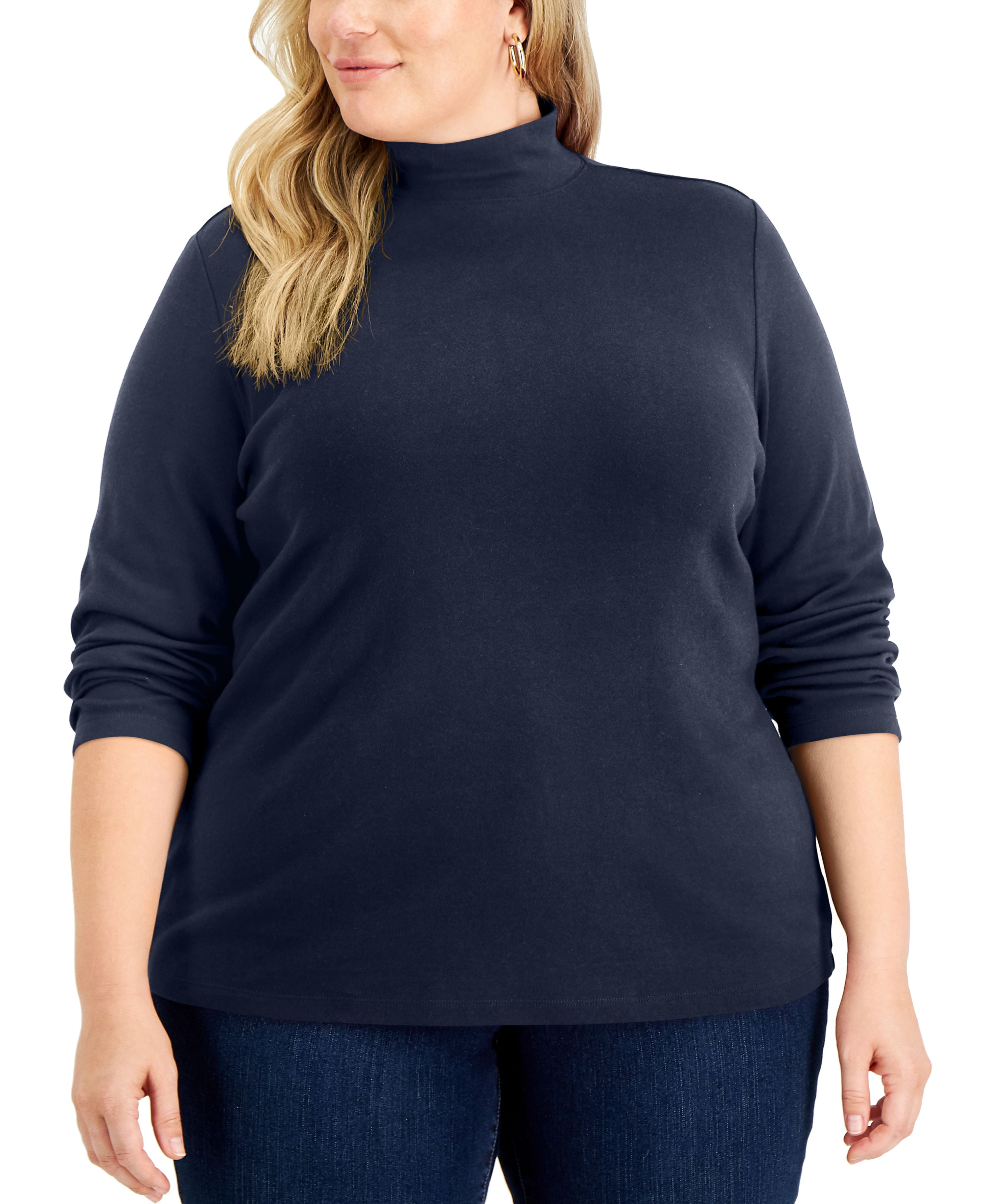 Karen Scott Plus Size Mock Neck Top Intrepid Blue 2X - Walmart.com