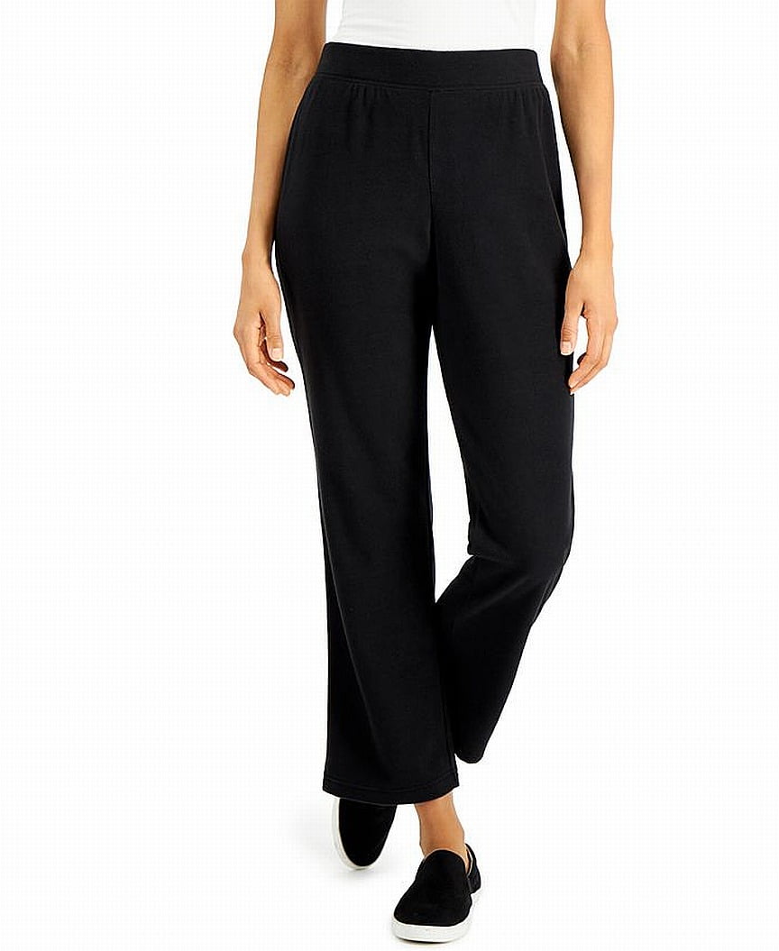 Karen Scott Pull On Microfleece Pants Deep Black L - Walmart.com
