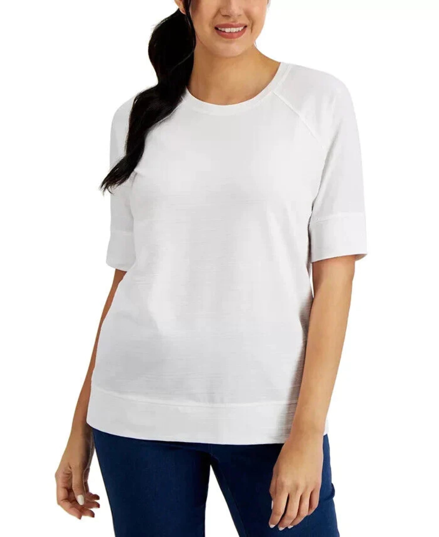 Karen Scott Textured Raglan-Sleeve Top - Walmart.com