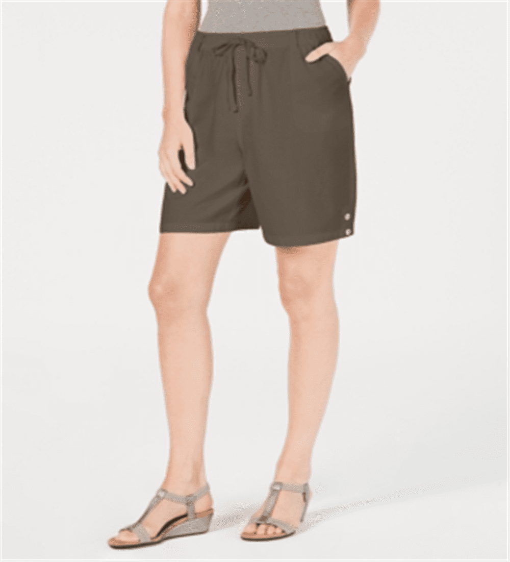 Karen Scott Women's Cotton Drawstring Shorts Brown Size Large - Walmart.com