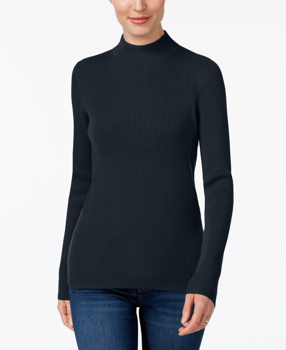 Karen Scott Women's Cotton Ribbed Turtleneck Top Navy Size X-Small ...