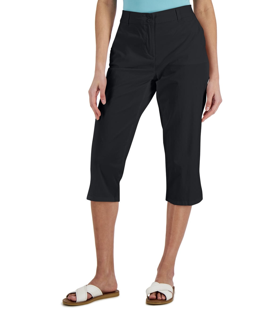 Karen Scott Women's Petite Comfort Waist High-Rise Capri Pants Deep ...