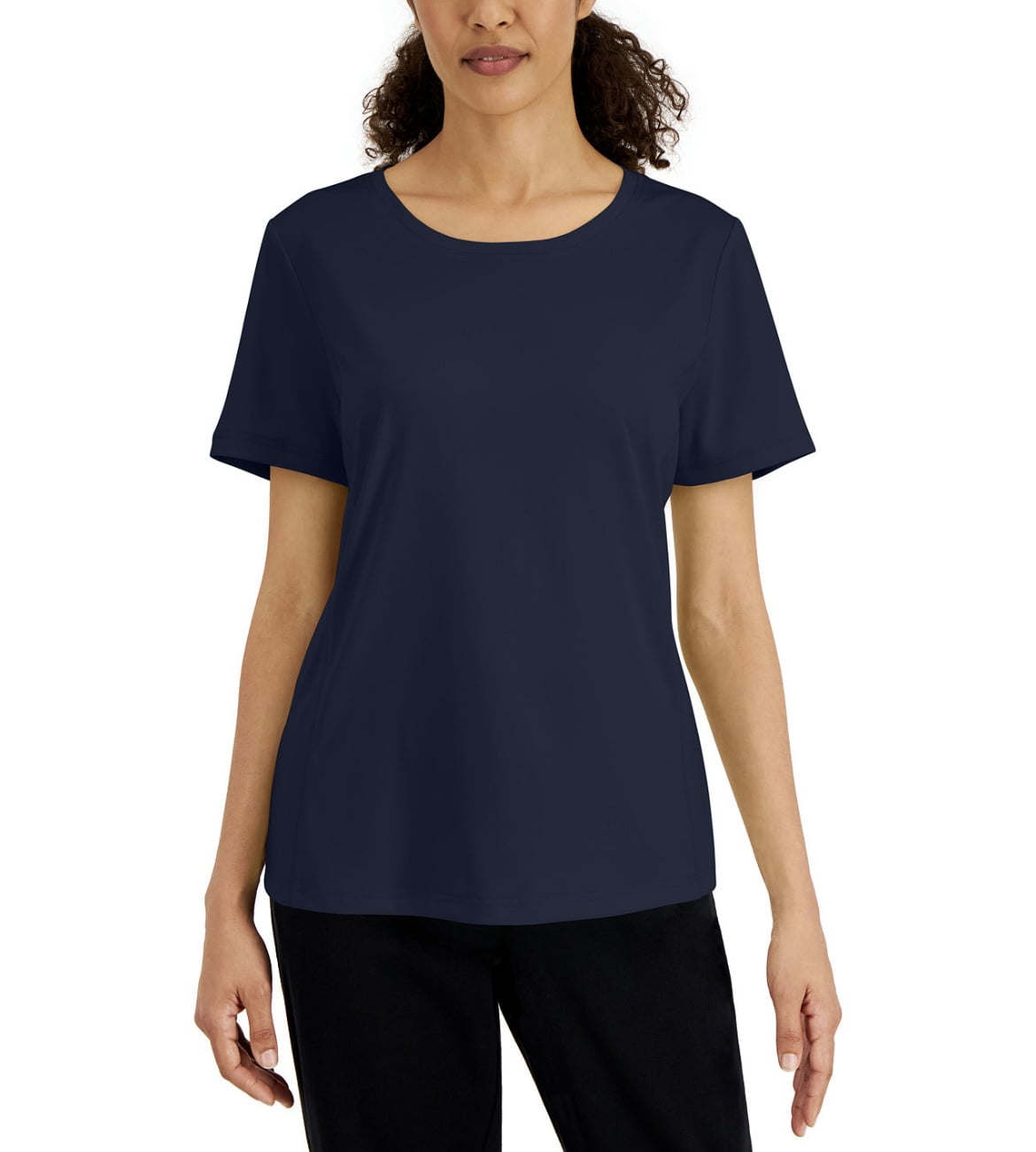 Karen Scott Women's Short Sleeve Solid Knit T-Shirt Intrepid Blue Size ...