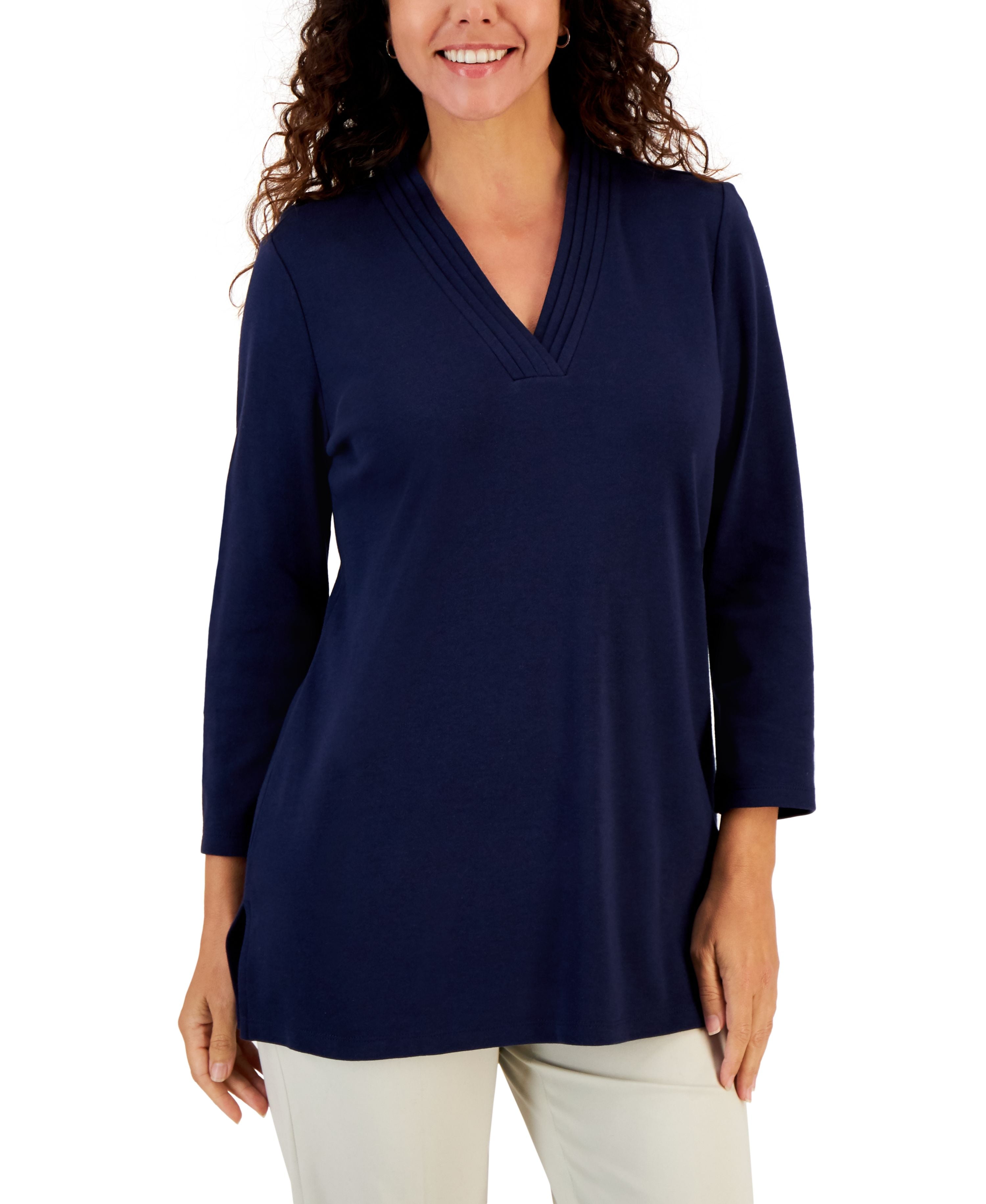 Karen Scott Womens Cotton Tunic Top Intrepid Blue S - Walmart.com