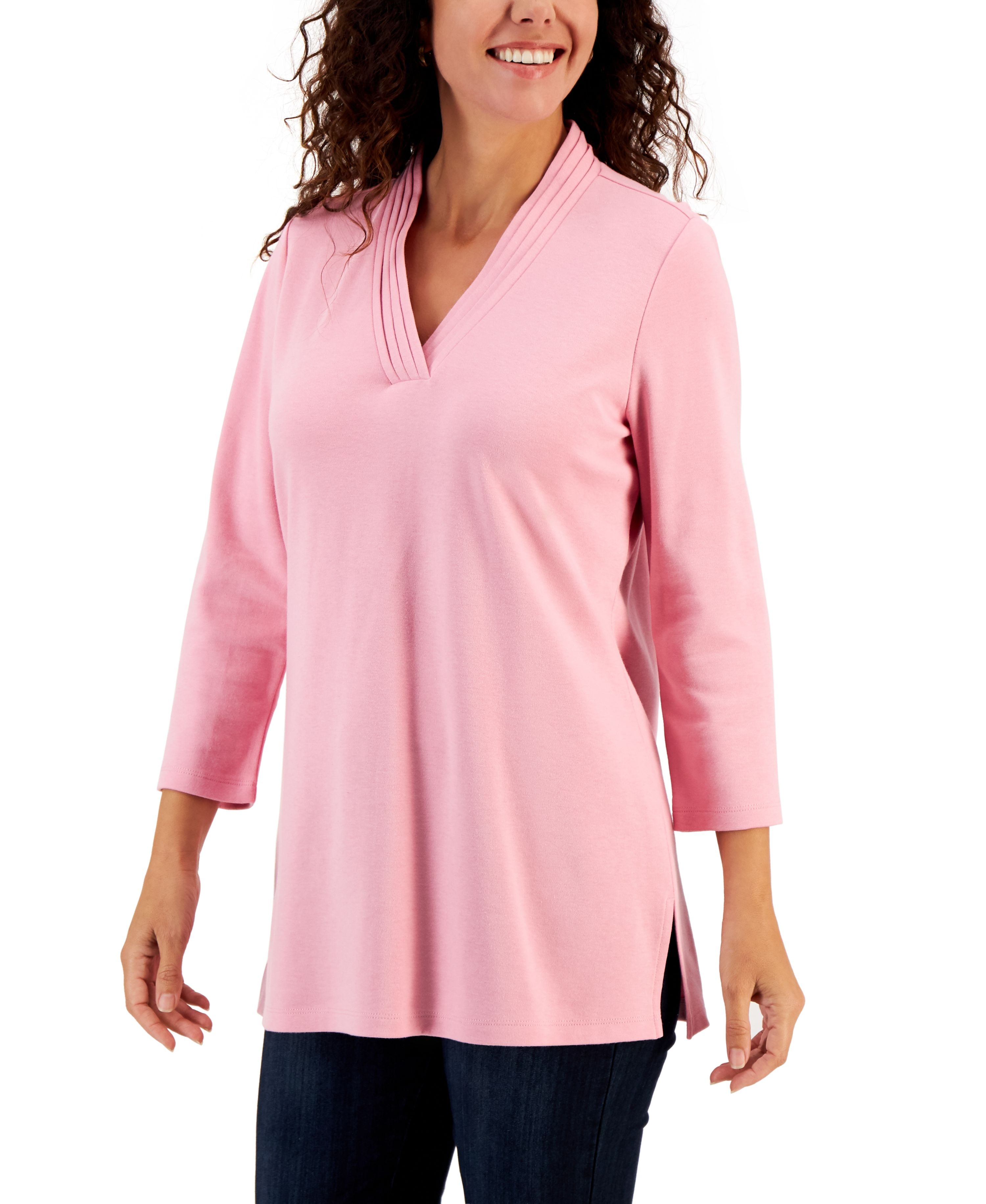 Karen Scott Womens Cotton Tunic Top Sea Pink M - Walmart.com
