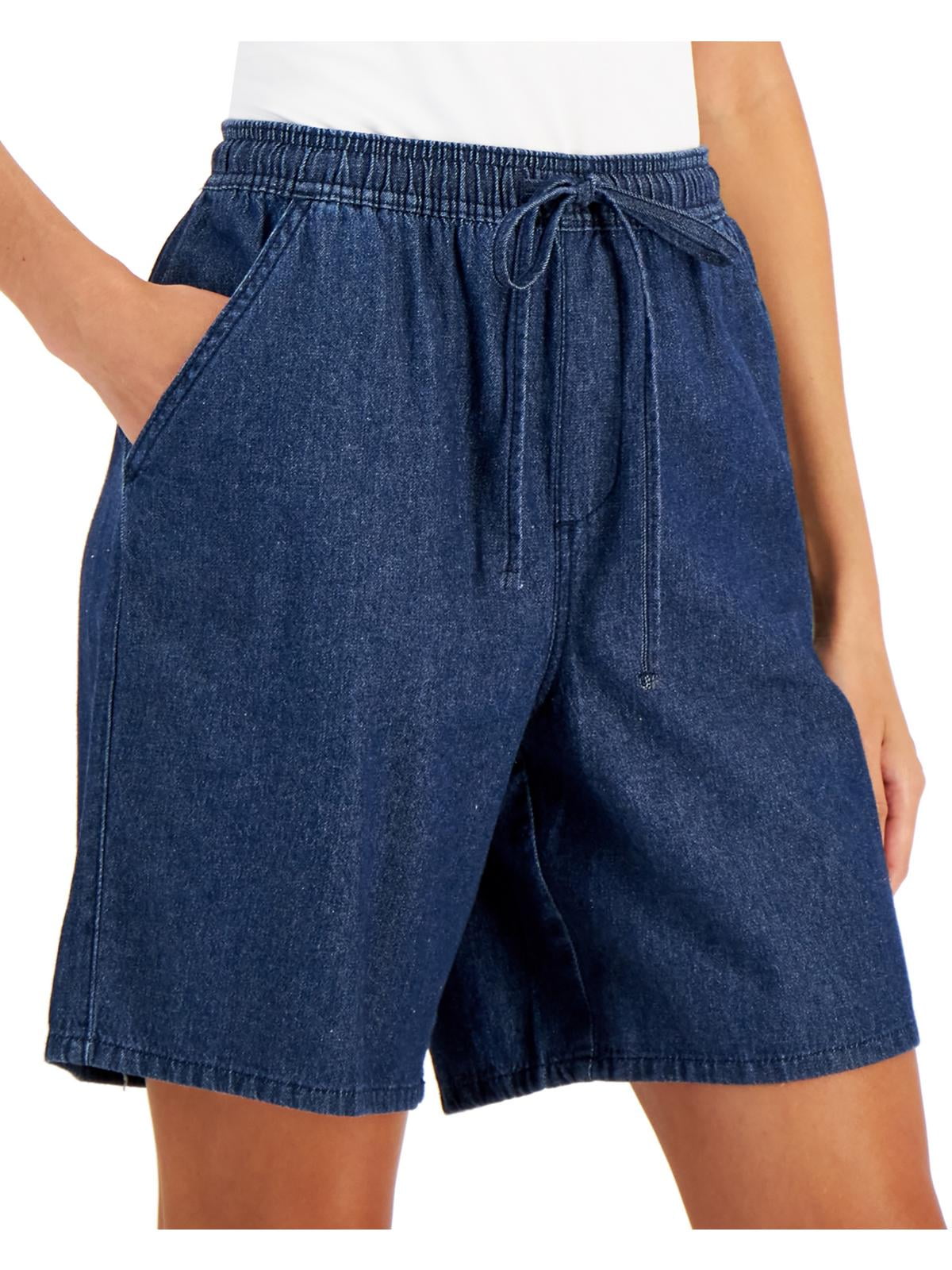 Karen Scott Womens Drawstring Short Flat Front Tie-Waist/belted ...