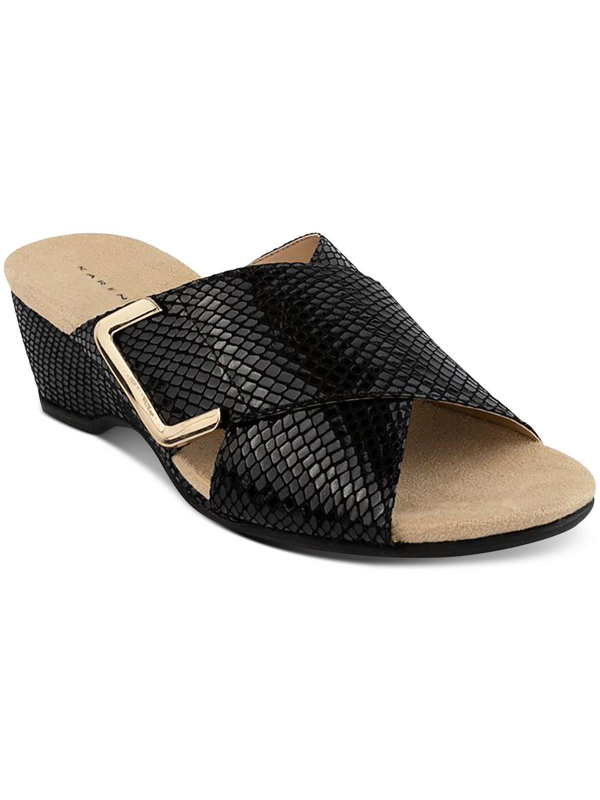 Karen Scott Womens ELZAA Slip On Open Toe Wedge Sandals - Walmart.com